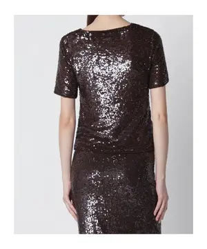 P.a.r.o.s.h Sequin Knit Top With Short Sleeves