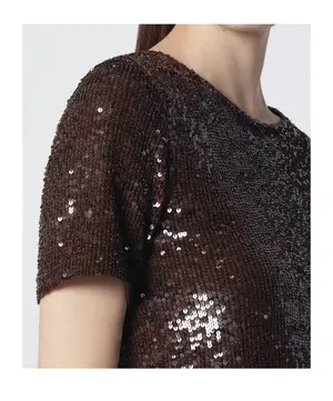 P.a.r.o.s.h Sequin Knit Top With Short Sleeves