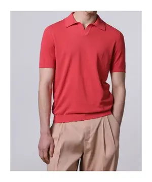 ROBERTO COLLINA Short-sleeved Polo Shirt - Red
