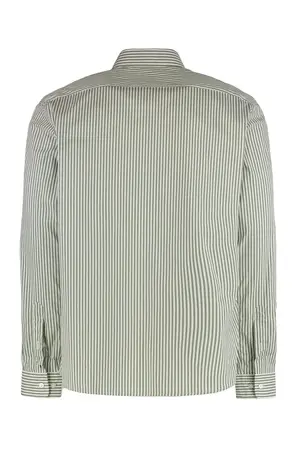 Hugo Boss Pinstriped Curved Hem Shirt - Green