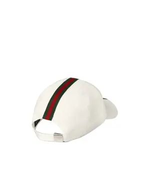 Gucci Cotton Baseball Cap With Web Detail - White