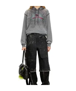 DIESEL® Graphic Hooded Sweater With Rhinestone Embellishments