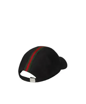 Gucci Cotton Baseball Hat With Web Detail - Black
