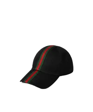 Gucci Cotton Baseball Hat With Web Detail - Black