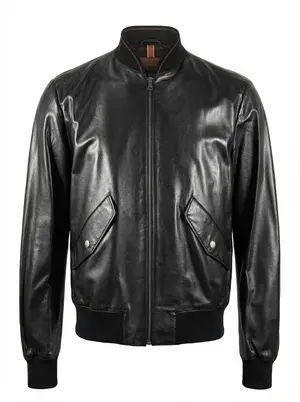 Gucci Leather Bomber Jacket - Black
