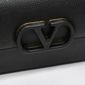 Valentino Garavani Vlogo Signature Foldover Top Shoulder Bag - Black
