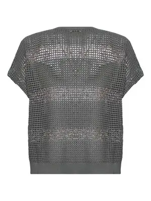 Brunello Cucinelli Open Knit Short Sleeve Sweater