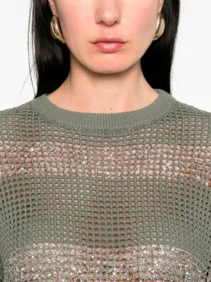 Brunello Cucinelli Open Knit Short Sleeve Sweater
