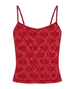 MARINE SERRE Moonogram Mesh Camisole - Red