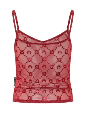 MARINE SERRE Moonogram Mesh Camisole - Red