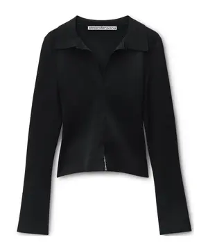 Alexander Wang Long-sleeve Polo Collar Blouse