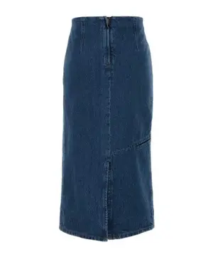 JIL SANDER Treated Asymmetric Denim Skirt - Blue