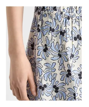 Prada Floral Print Pongé Midi Dress - Light Blue