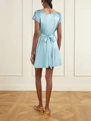 DÔEN Junia Lace-trimmed Mini Dress - Blue