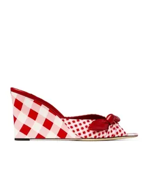 JIMMY CHOO Pointed-toe Wedge Sandals With Bow Detail - Ruby Red