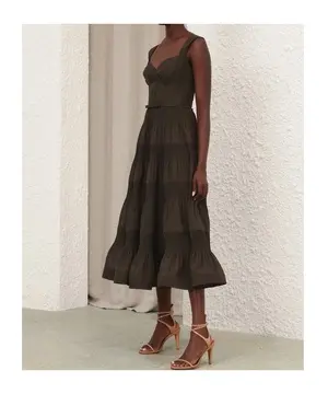 Zimmermann Pleated Draped Midi Dress
