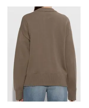 AMI Paris Long Sleeve Buttoned Cardigan With Patch Pockets - Brown