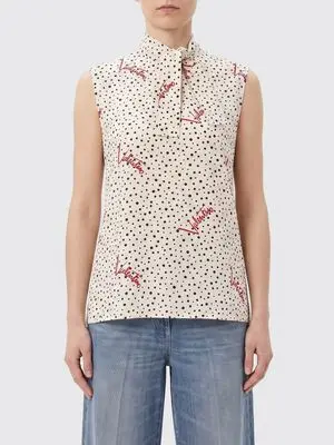 Valentino Garavani Polka Dot Crepe De Chine Sleeveless Top - White