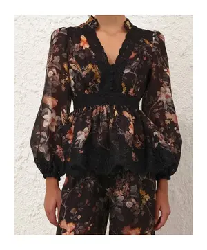 Zimmermann Carousel Lace Peplum Blouse
