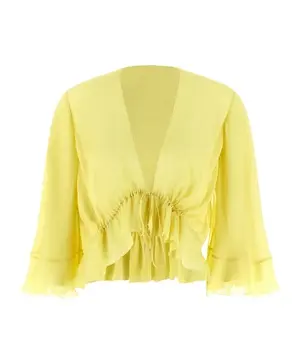 Alberta Ferretti Ruffled Drawstring Shirt - Yellow