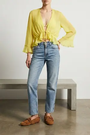 Alberta Ferretti Ruffled Drawstring Shirt - Yellow