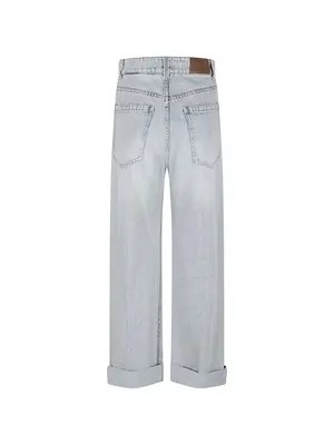 Brunello Cucinelli Cuffed Wide-leg Jeans - Light Blue