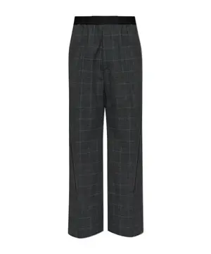 Balenciaga Checkered Wide-leg Pants - Black