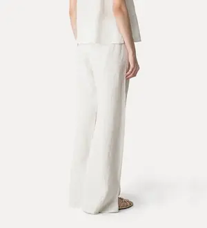 FORTE_FORTE Wide Leg Elasticated Trousers With Embroidered Side Detail - Crystal