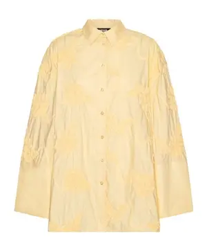 ROTATE BY BIRGER CHRISTENSEN ROTATE Floral Appliqué Oversized Shirt Nude