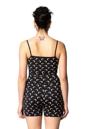 MARINE SERRE Moon Print Sleeveless V-neck Top - Black