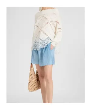 Ermanno Scervino Lace-trimmed Boat Neck Sweater
