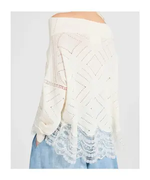 Ermanno Scervino Lace-trimmed Boat Neck Sweater