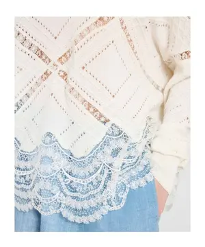 Ermanno Scervino Lace-trimmed Boat Neck Sweater