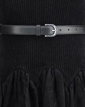 SELF-PORTRAIT Ribbed Belted Dress