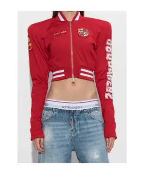 Dsquared2 Cropped Zip-up Sweatshirt With Padded Shoulders