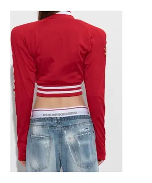 Dsquared2 Cropped Zip-up Sweatshirt With Padded Shoulders