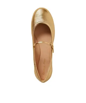 GIANVITO ROSSI Metallic Leather Mary Jane Flats - Nude