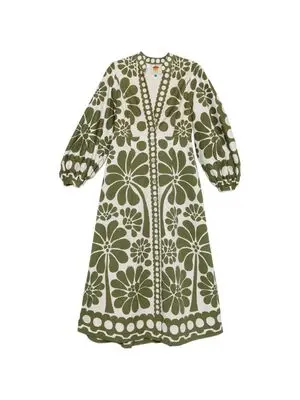 Farm Rio Floral Maxi Dress With Puffed Sleeves