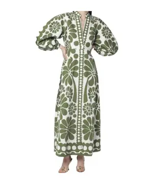 Farm Rio Floral Maxi Dress With Puffed Sleeves