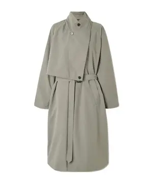 Tibi Belted Layered Shell Trench Coat - Gray
