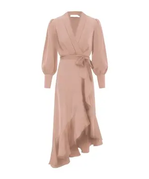 Zimmermann Wrapped Asymmetric Ruffled Dress