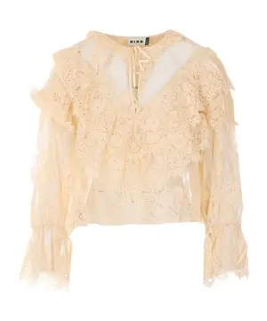 Rixo Lace Ruffled Long Sleeve Top - No