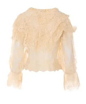 Rixo Lace Ruffled Long Sleeve Top - No