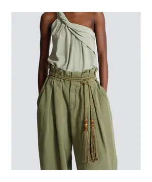 Balmain Rope Tie Belt With Tassels - Green