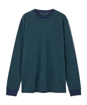 Tibi Striped Cotton-jersey Crewneck T-shirt - Blue
