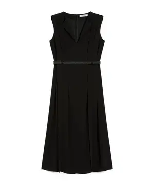Max Mara Sleeveless V-neck Pleated Midi Dress