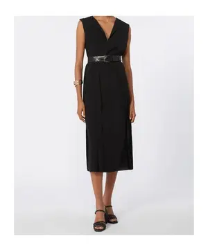 Max Mara Sleeveless V-neck Pleated Midi Dress