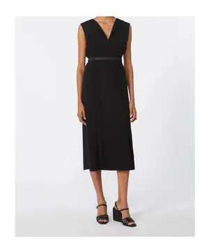 Max Mara Sleeveless V-neck Pleated Midi Dress