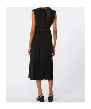 Max Mara Sleeveless V-neck Pleated Midi Dress