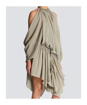 Balmain Draped Asymmetric Hem Dress